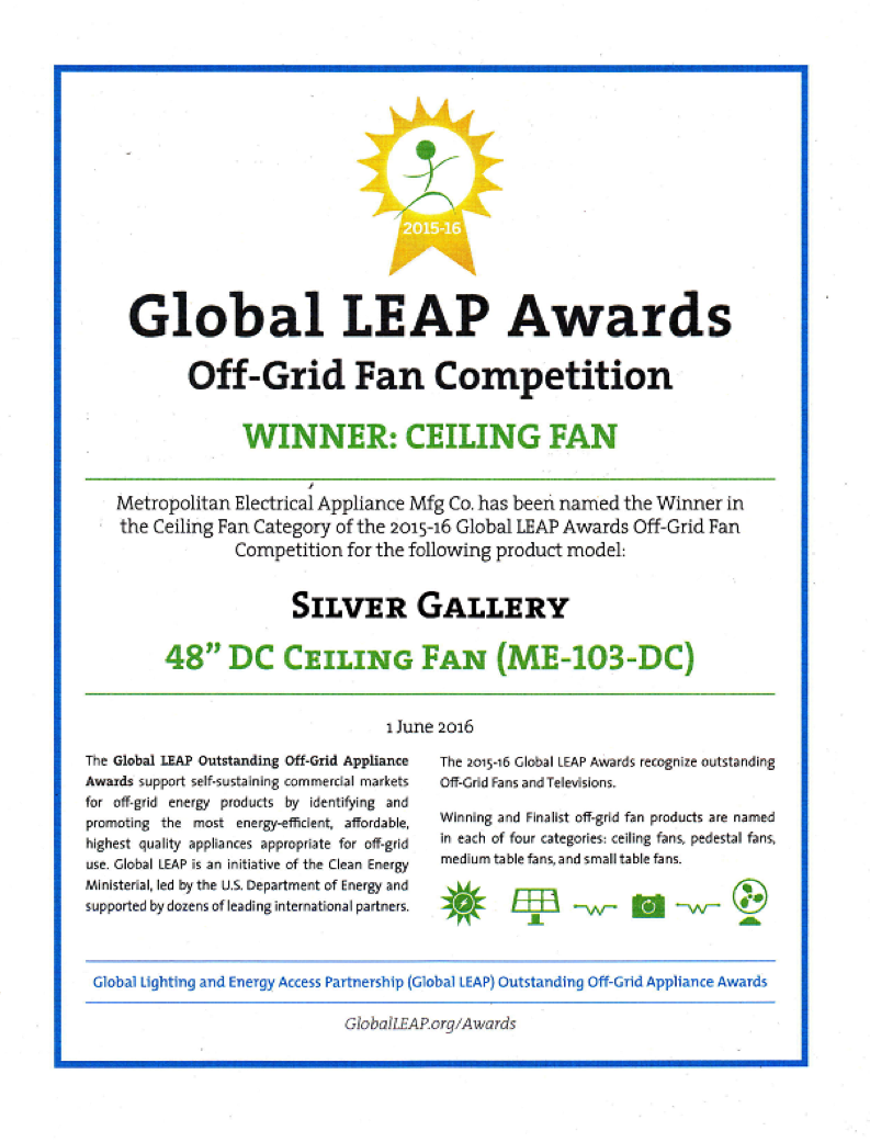 OUR ACHIEVEMENT - Metropolitan Electrical Appliance Mfg co Ltd